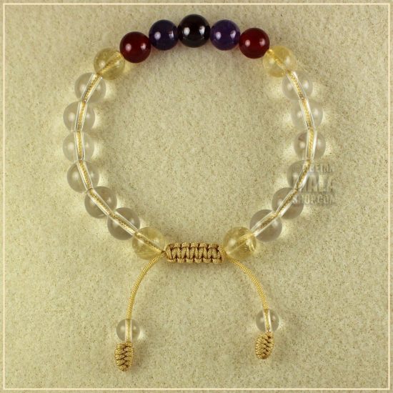Aries Bracelet with Quartz Crystal, Citrine, Carnelian, Amethyst & Garnet