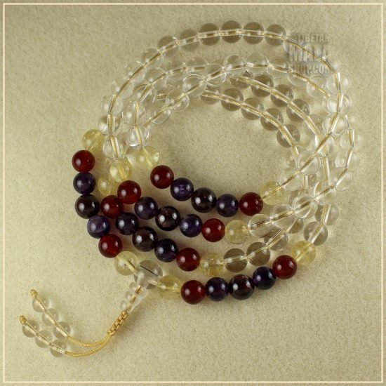 Aries Mala with Quartz Crystal, Citrine, Carnelian, Amethyst & Garnet