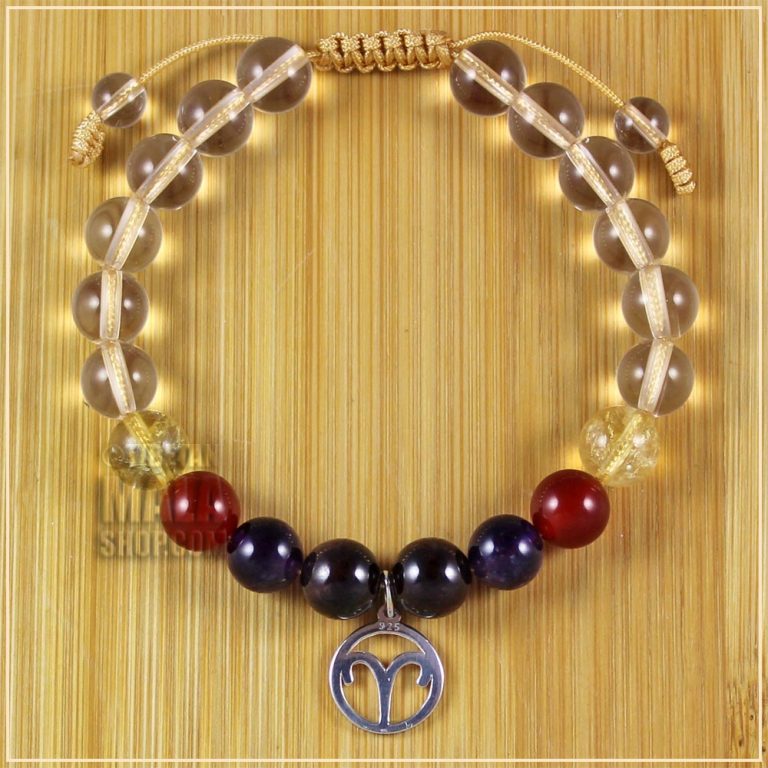 Aries Zodiac Bracelet ~ Quartz, Citrine, Carnelian, Amethyst & Garnet