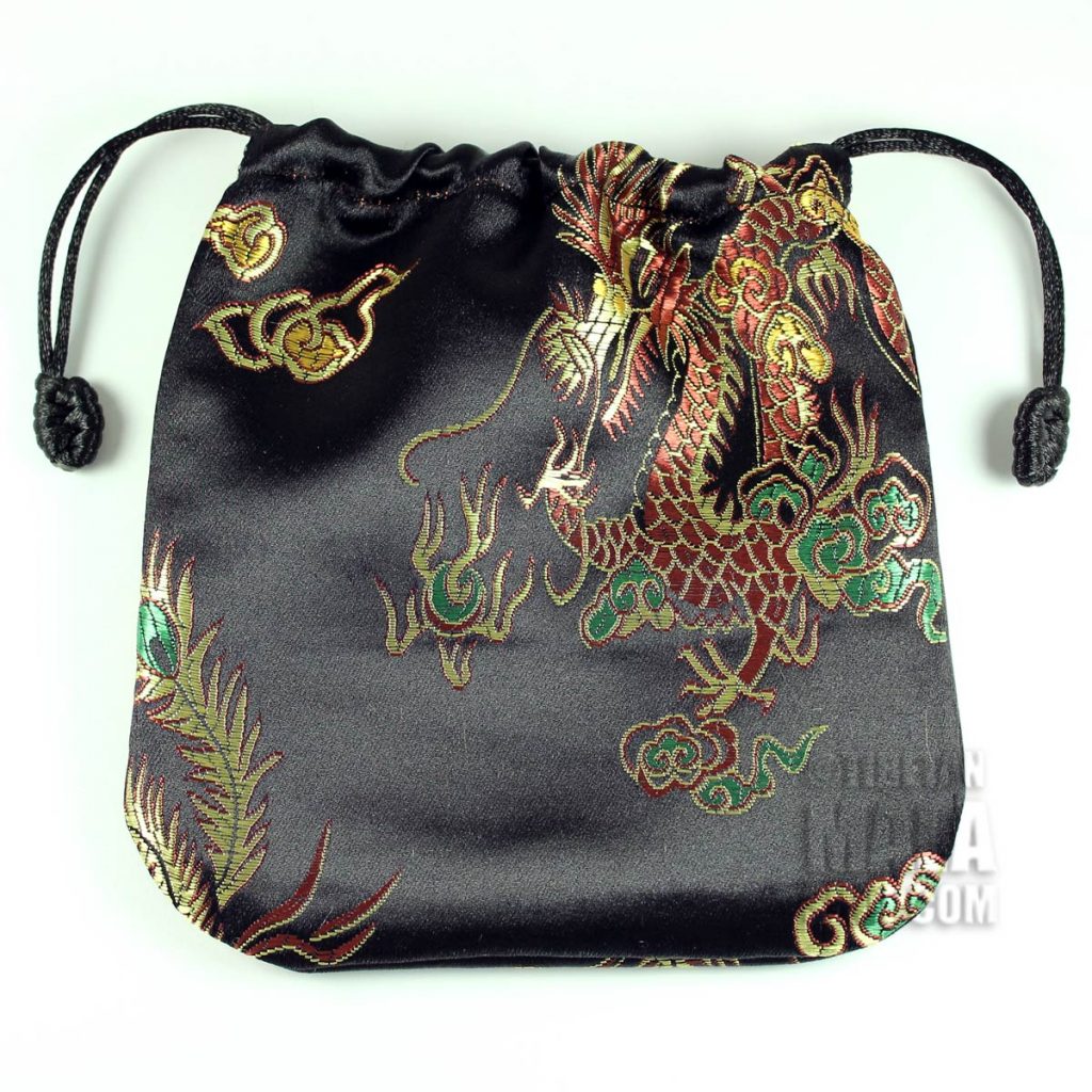 Black Dragon Mala Bag for Prayer Beads ~ Dragon Gift Bag