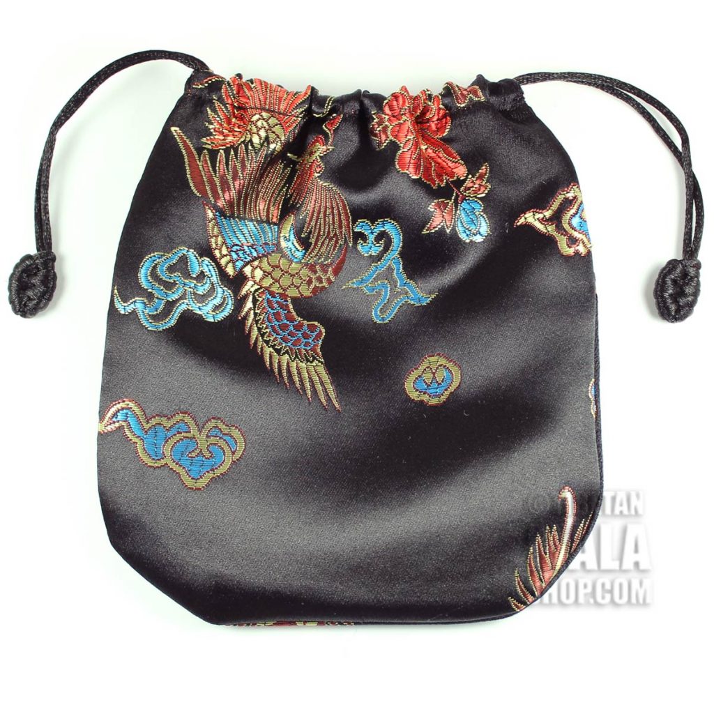 Black Dragon Mala Bag for Prayer Beads ~ Dragon Gift Bag