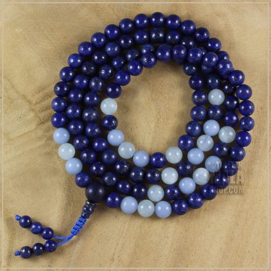 Blue Mala with Lapis Lazuli, Aquamarine & Angelite