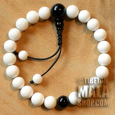 Conch Shell Wrist Mala Beads - Tibetan Buddhist Wrist Mala