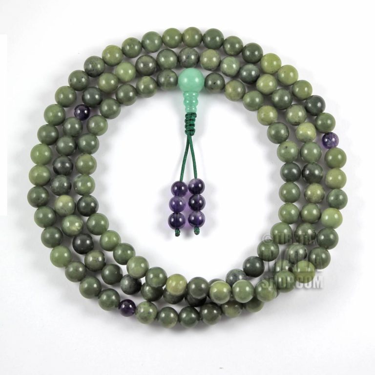 Jade Wrist Mala Beads - Tibetan Buddhist Mala Bracelet