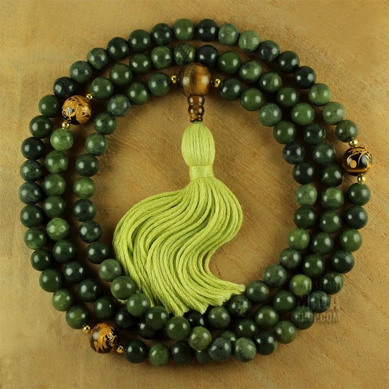 Jade Wrist Mala Beads - Tibetan Buddhist Mala Bracelet