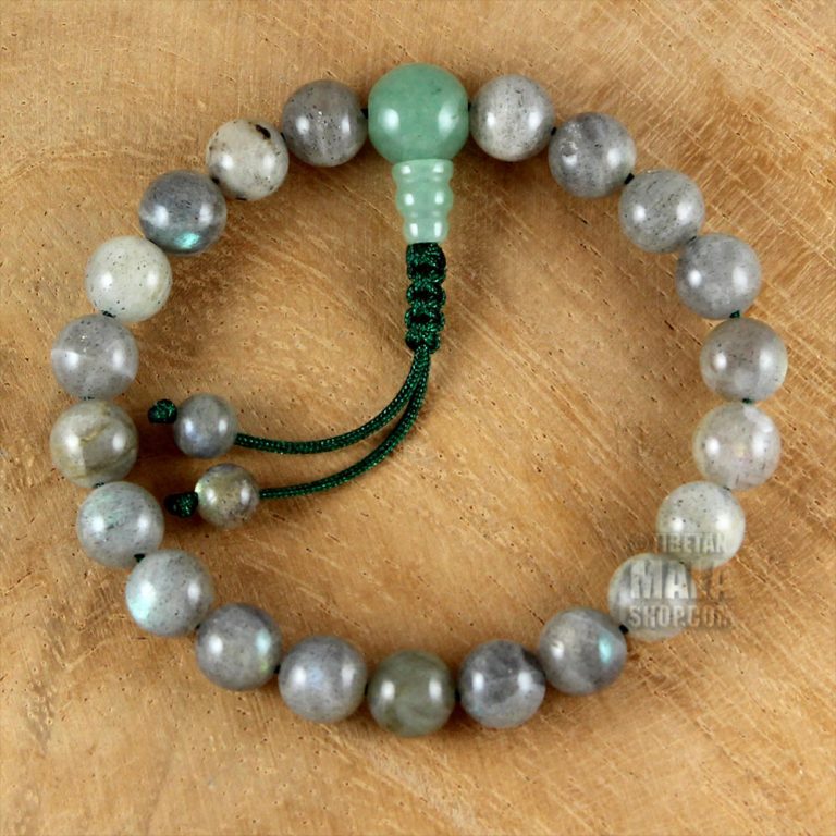 Labradorite Wrist Mala Beads - Tibetan Buddhist Wrist Mala