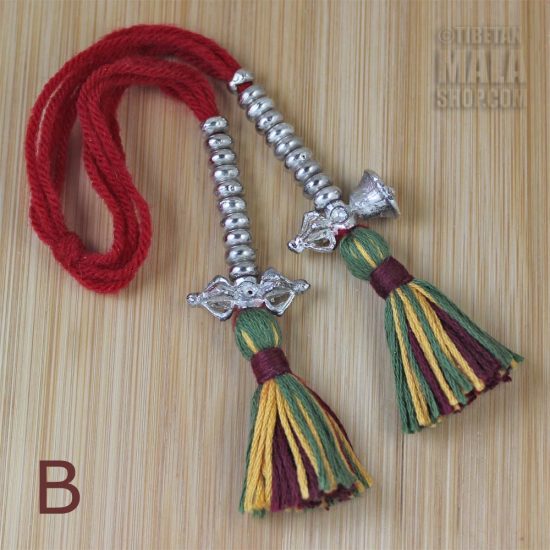Mala Counter - dorje & bell counter with coloured tassel