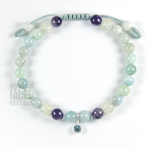 March Birthstone Bracelet with Aquamarine, Amethyst & Moonstone