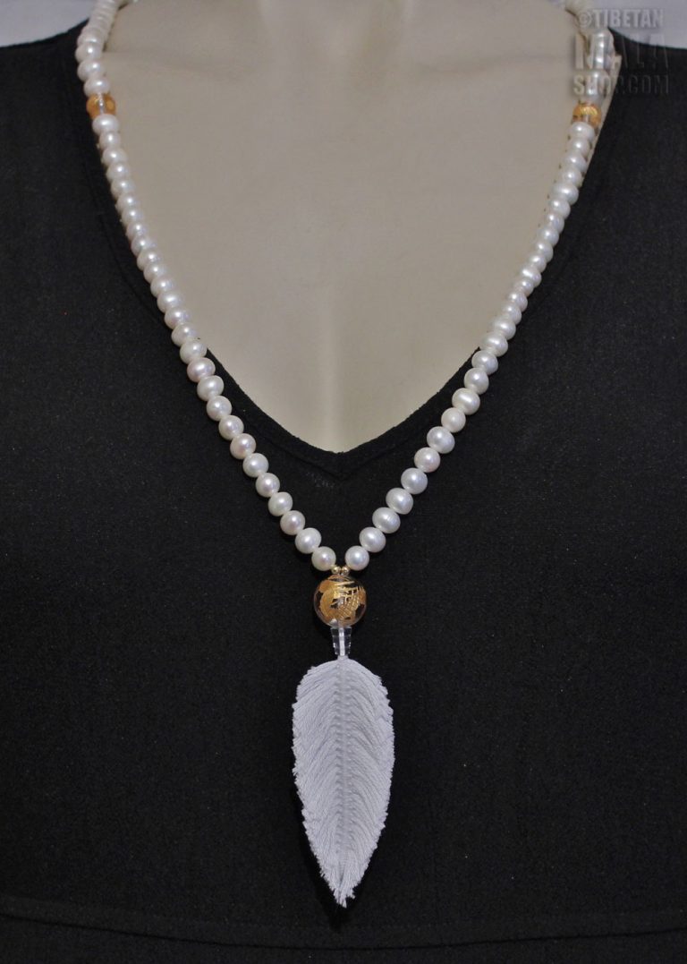 Pearl Feather Mala - Buddhist Prayer Beads