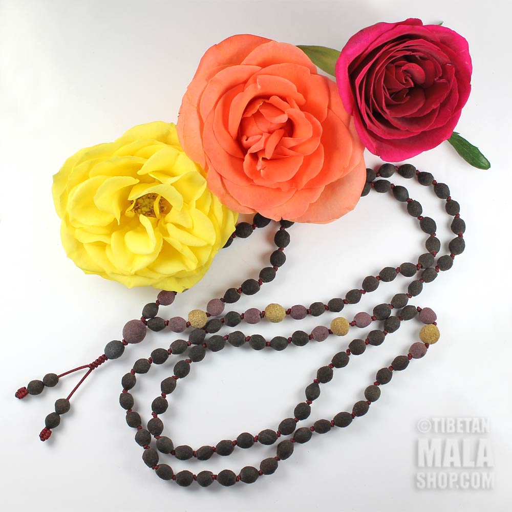 Rose Petal Mala, 108 Knotted Rose Petal Beads, Hand rolled beads
