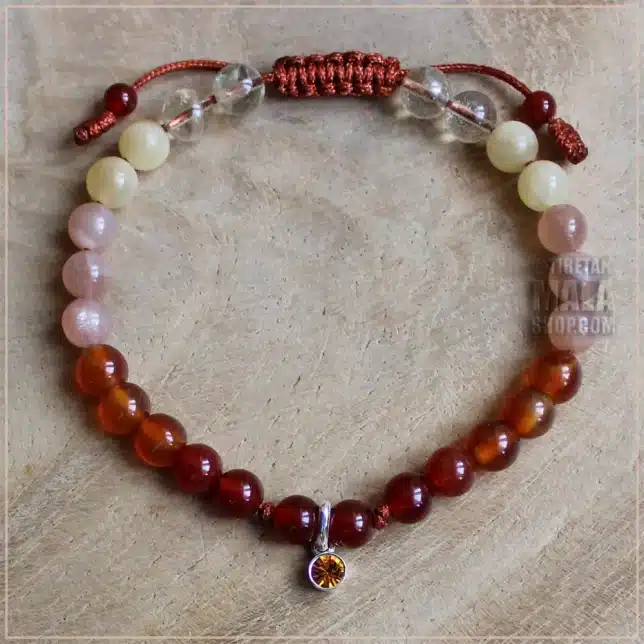 Shakyamuni Buddha Bracelet with Carnelian, Sunstone & Citrine