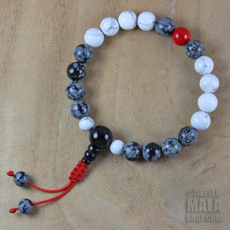 Snowflake Wrist Mala - Buddhist Mala Bracelet - Buddhist Beads