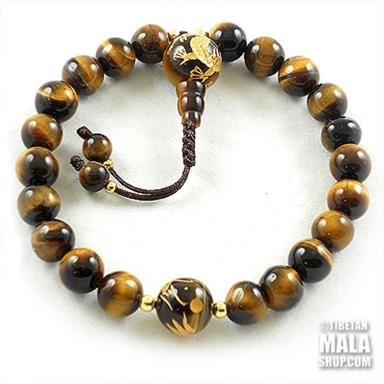 Tigers Eye Wrist Mala Beads - Tibetan Buddhist Wrist Mala