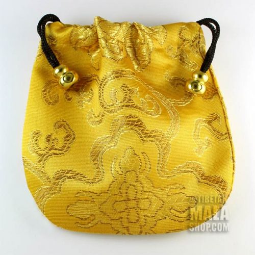 Yellow Lotus Mala Bag for storing Buddhist Prayer Beads ~ Mala Bag